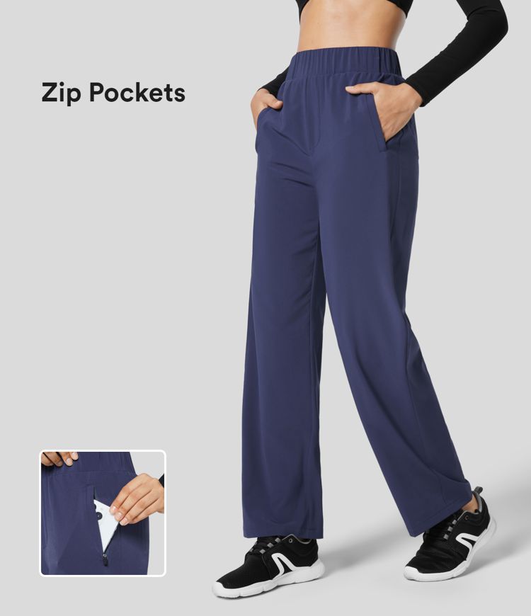 Women’s Breezeful™ High Waisted Concealed Zip Pockets Straight Leg ...