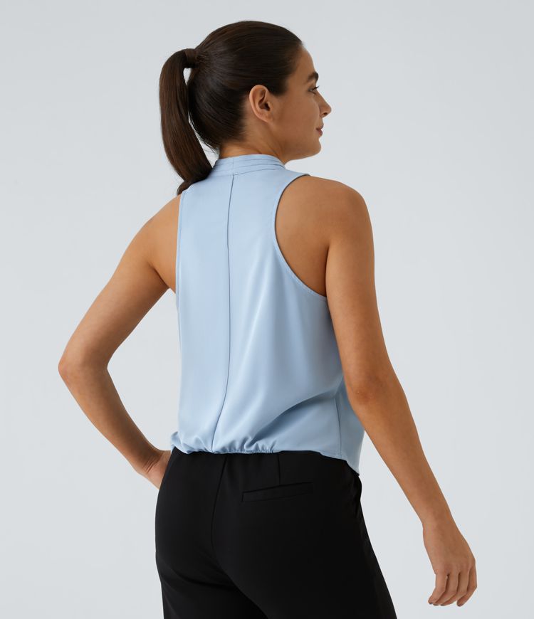 Women’s V Neck Sleeveless Wrapped Tie Side Work Tank Top - Halara