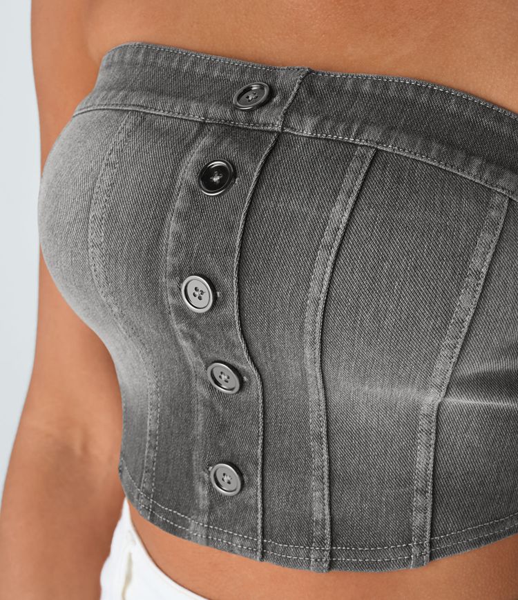 Women’s Halara Flex™ Tube Decorative Button Backless Stretchy Knit ...