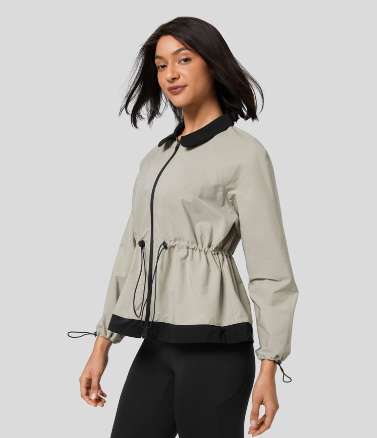 Wholesale Waterproof Collared Zipper Long Sleeve Adjustable Drawcord ...