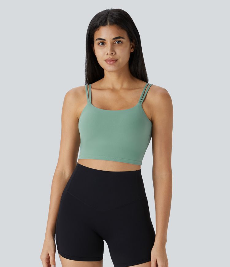 Women’s Double Straps Backless Twisted Cropped Yoga Tank Top - Halara