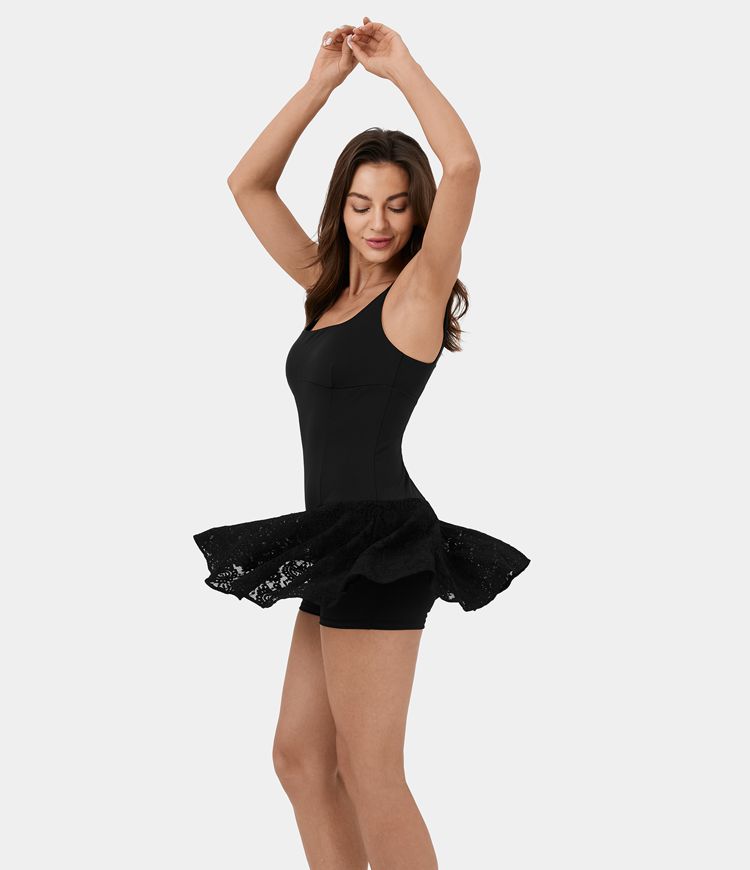 Women’s Softlyzero™ Airy Backless Twisted Contrast Lace 2-in-1 Flare ...