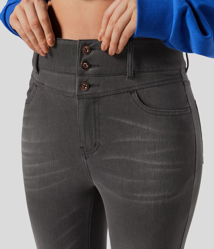 Women’s HalaraMagic™ High Waisted Button Zipper Multiple Pockets ...