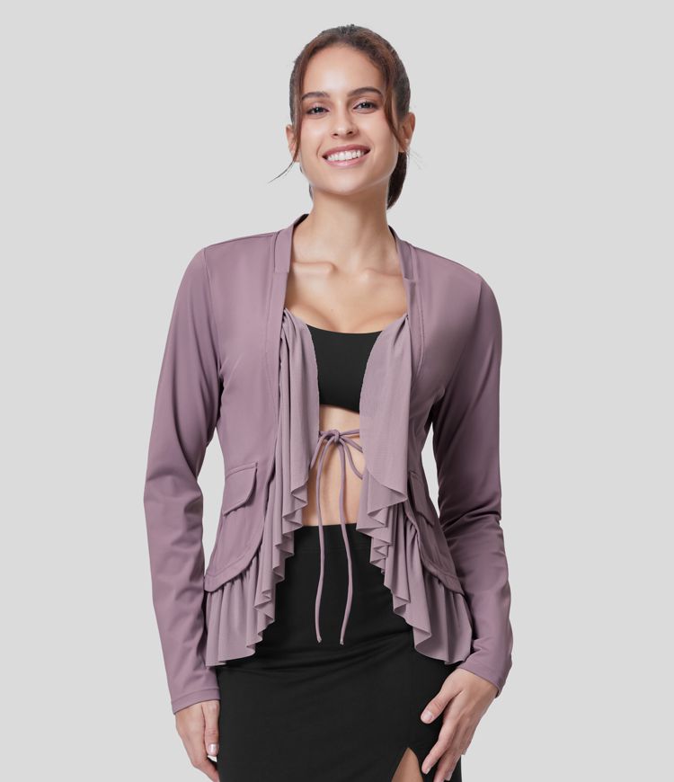 Women’s Cloudful™ Air Fabric Contrast Mesh Ruffle Tie Front High Low ...