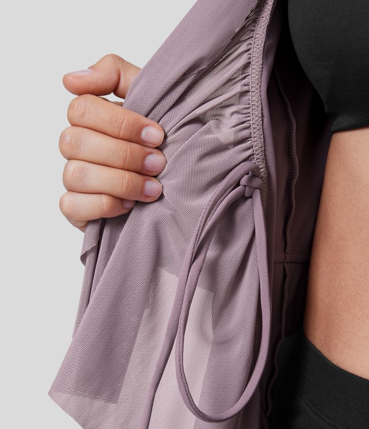 Women’s Cloudful™ Air Fabric Contrast Mesh Ruffle Tie Front High Low ...