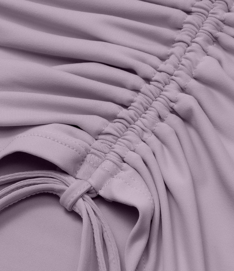 Women’s Off Shoulder Ruched Drawstring Cropped Dance Sports Top - Halara