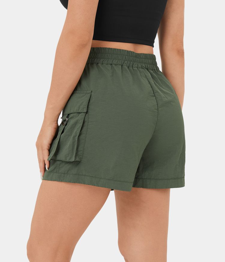 Women’s High Waisted Button Zipper Flap Pocket Casual Cargo Shorts 3 ...