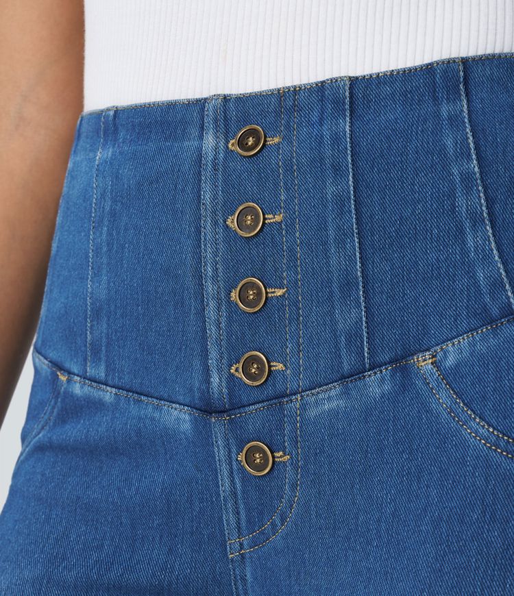 Women’s Halara Flex™ High Waisted Decorative Button Back Pocket Stretchy Knit Denim Casual 7/8 ...