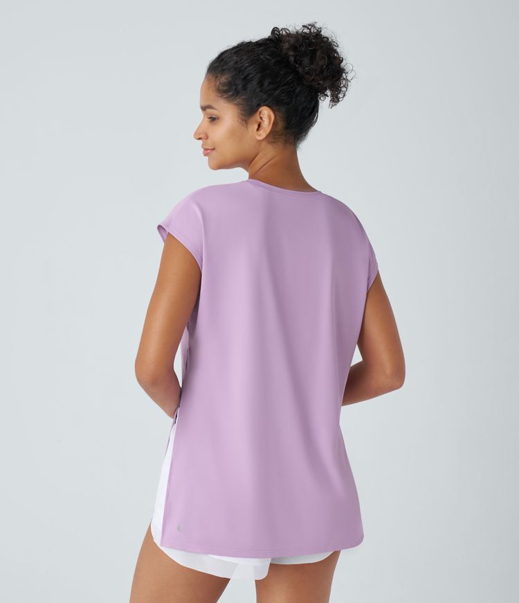 Women’s Short Sleeve Split High Low Running Sports Top - Halara