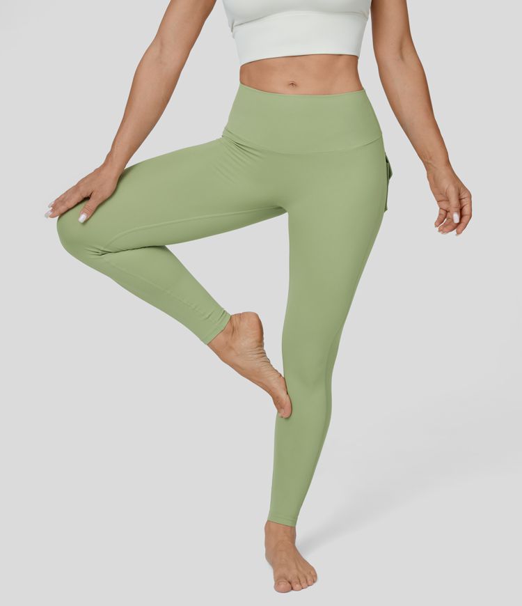 Women’s High Waisted Back Flap Pocket Ruched Yoga Leggings - HALARA