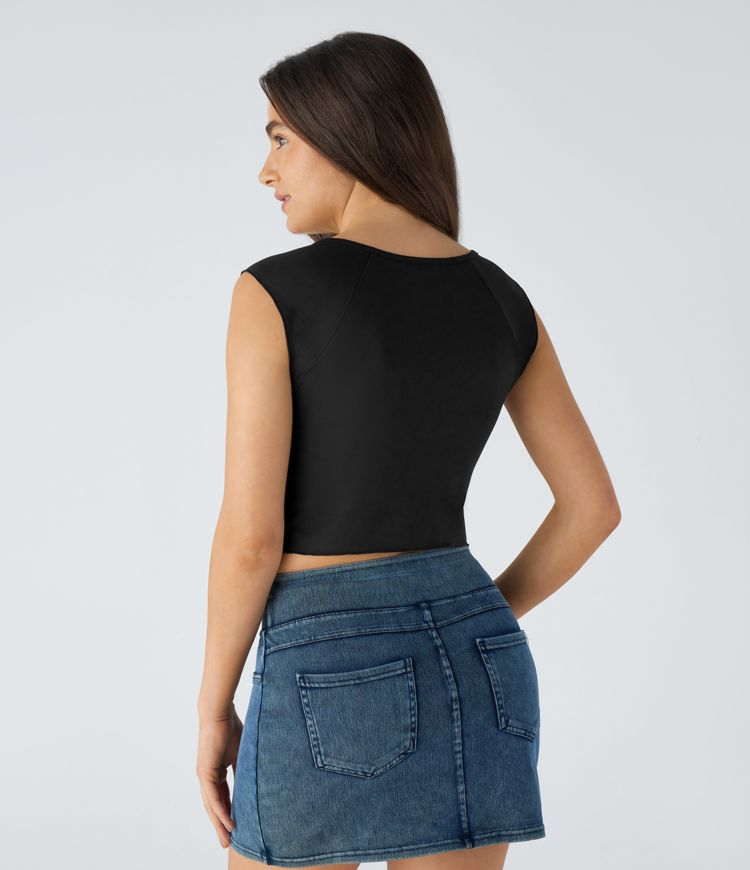 Women’s Ruched Split Cropped Casual Top - Halara