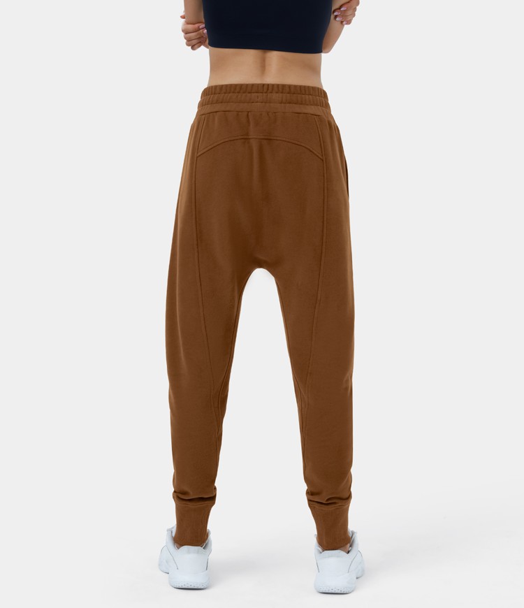 Women’s High Waisted Drawstring Side Pocket Ribbed Cuffs Fleece Casual ...