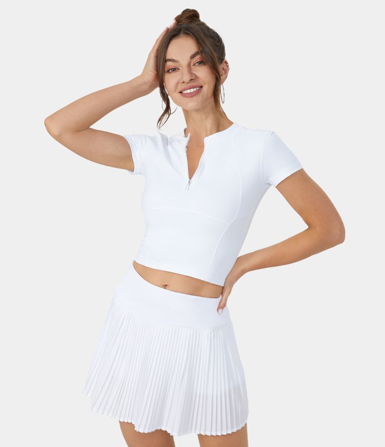 Women s Cloudful Air Fabric Half Zip Short Sleeve Cool Touch Cropped Women s Cloudful Air Fabric Half Zip Short Sleeve Cool Touch Cropped