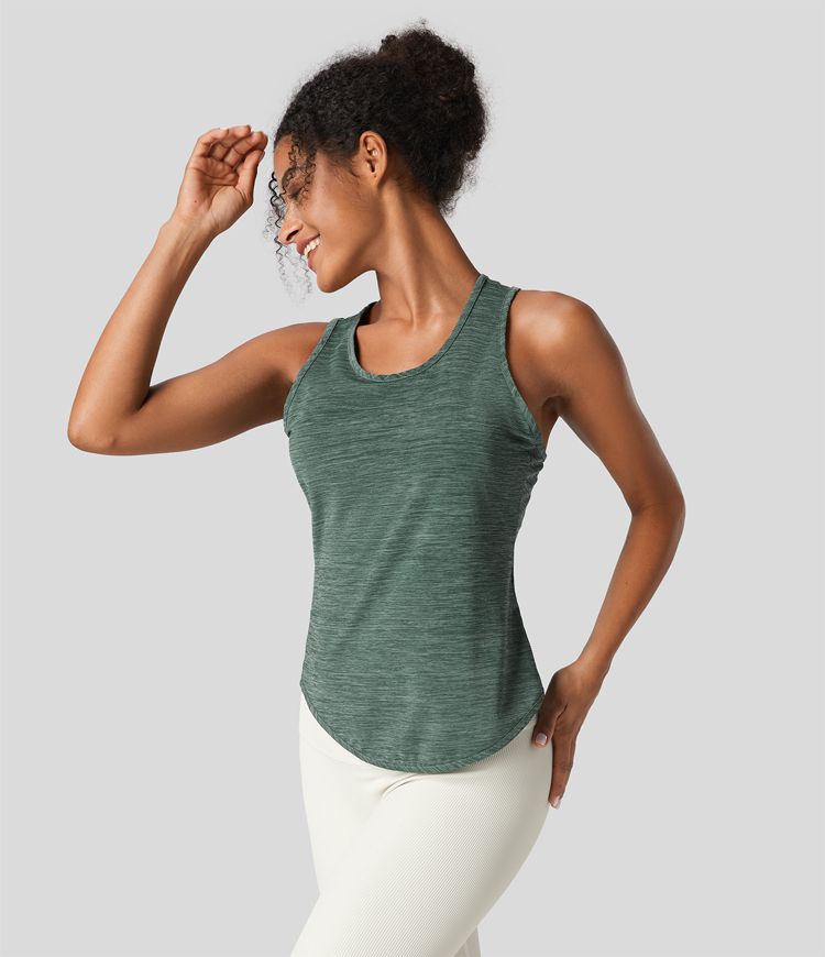 Women’s Crisscross Back Curved Hem Yoga Tank Top - Halara