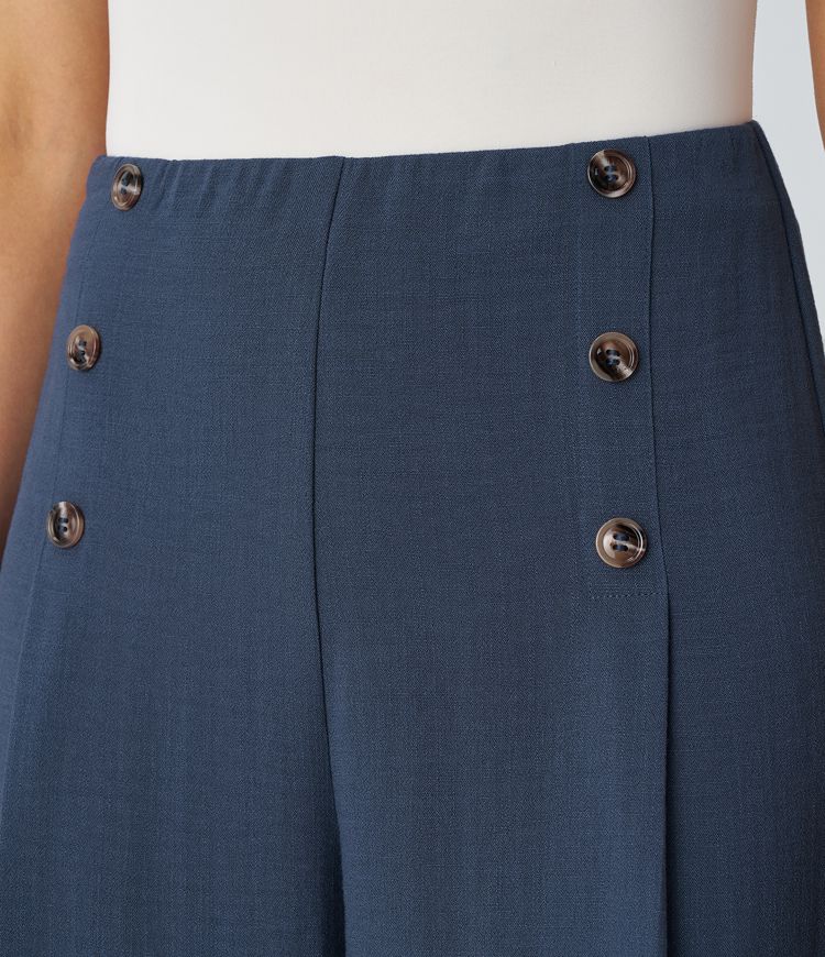 Women’s High Waisted Decorative Button Invisible Zipper Wide Leg ...