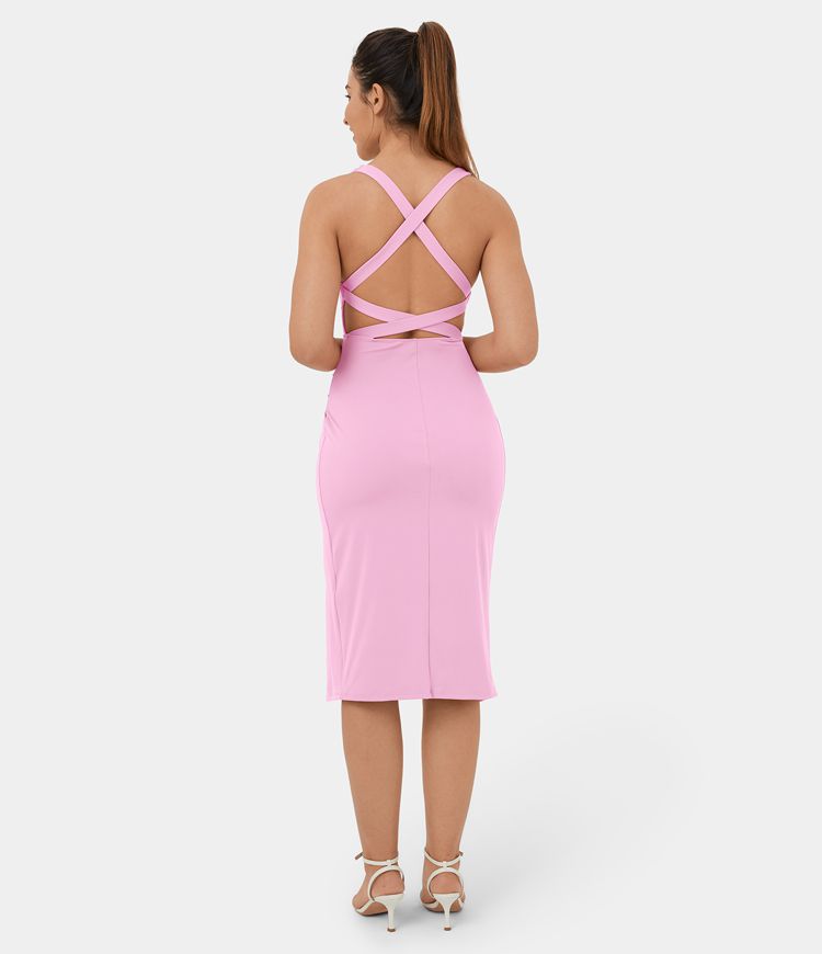 Womens Cloudful™ Air Fabric Ruched Split Asymmetric Backless