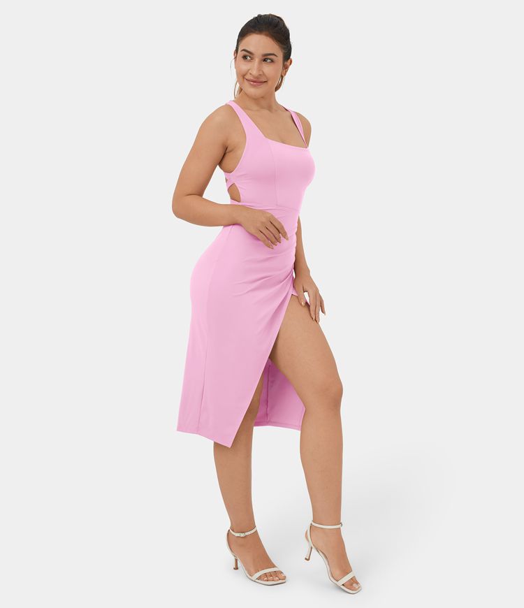 Womens Cloudful™ Air Fabric Ruched Split Asymmetric Backless