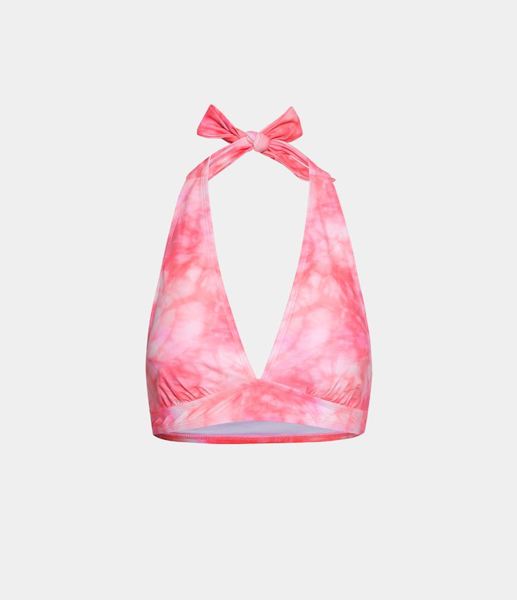 Women’s Tie Dye Adjustable Halter Neck Bikini Top Swimsuit - Halara