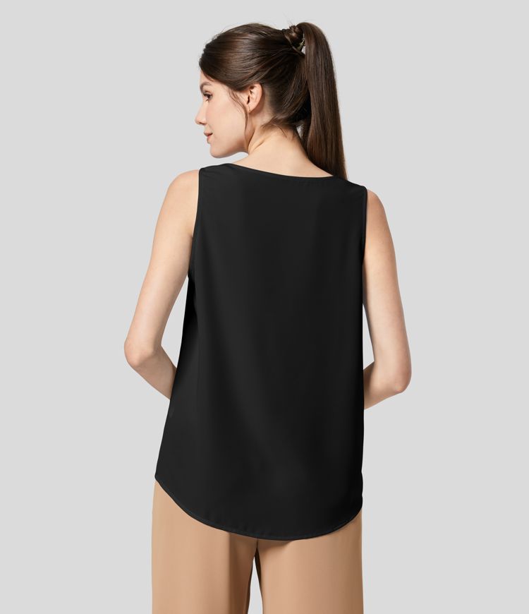 Women’s Square Neck Plicated Work Tank Top - Halara