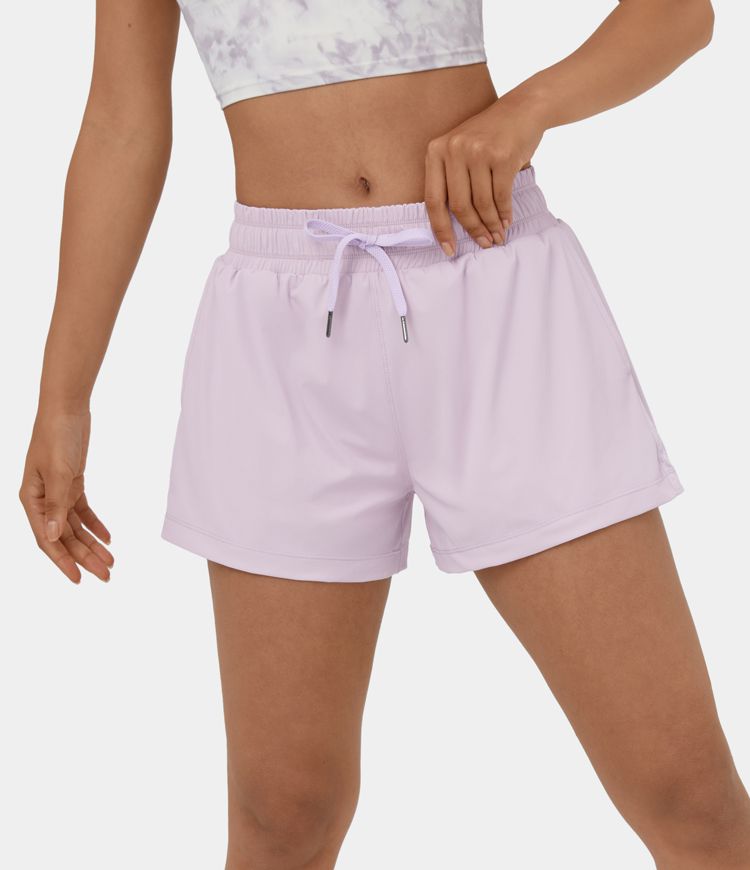 Women’s Mid Rise Drawstring Side Pocket 2-in-1 Casual Shorts 3'' - HALARA
