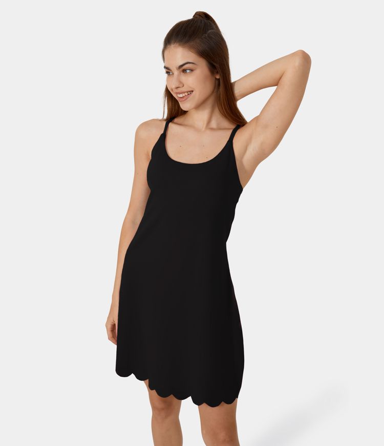 Womens Softlyzero™ Plush Backless Crisscross Scallop Hem 2 In 1 Flare