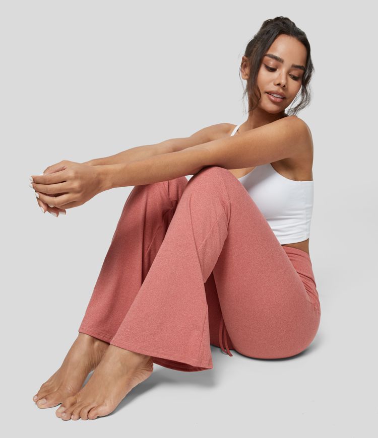 Women’s High Waisted Drawstring Casual Flare Pants - Halara
