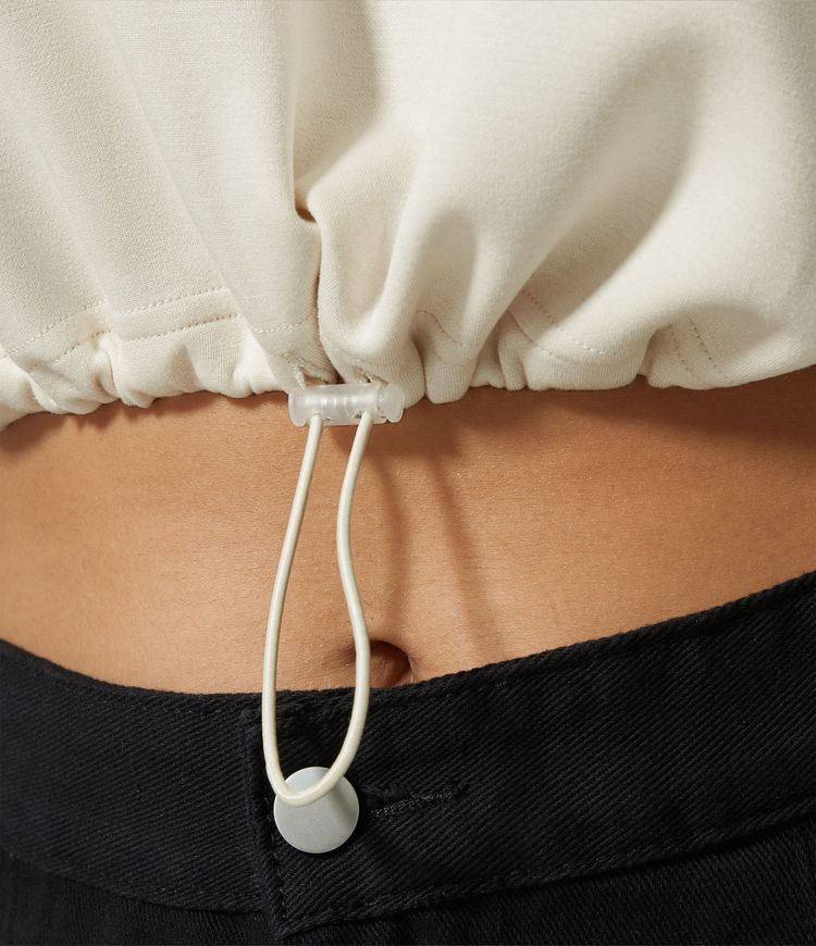 Women’s Round Neck Raglan Sleeve Adjustable Drawstring Hem Cropped ...