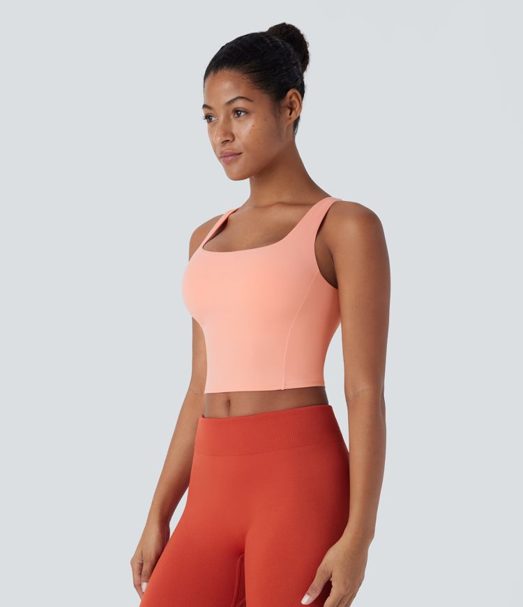 Women’s Square Neck Backless Cropped Yoga Tank Top - Halara