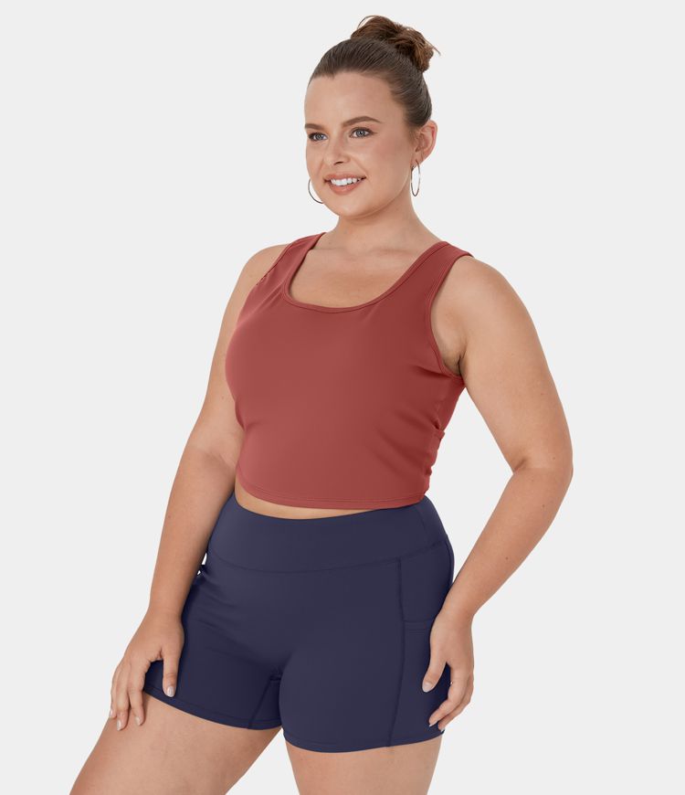 Women’s U Neck Backless Crossover Plus Size Barre Ballet Dance Tank Top ...