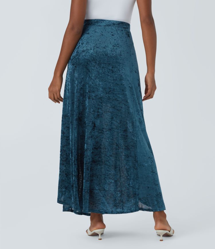 Women’s Sheer High Waisted Split Velvet Maxi Party Skirt - Halara