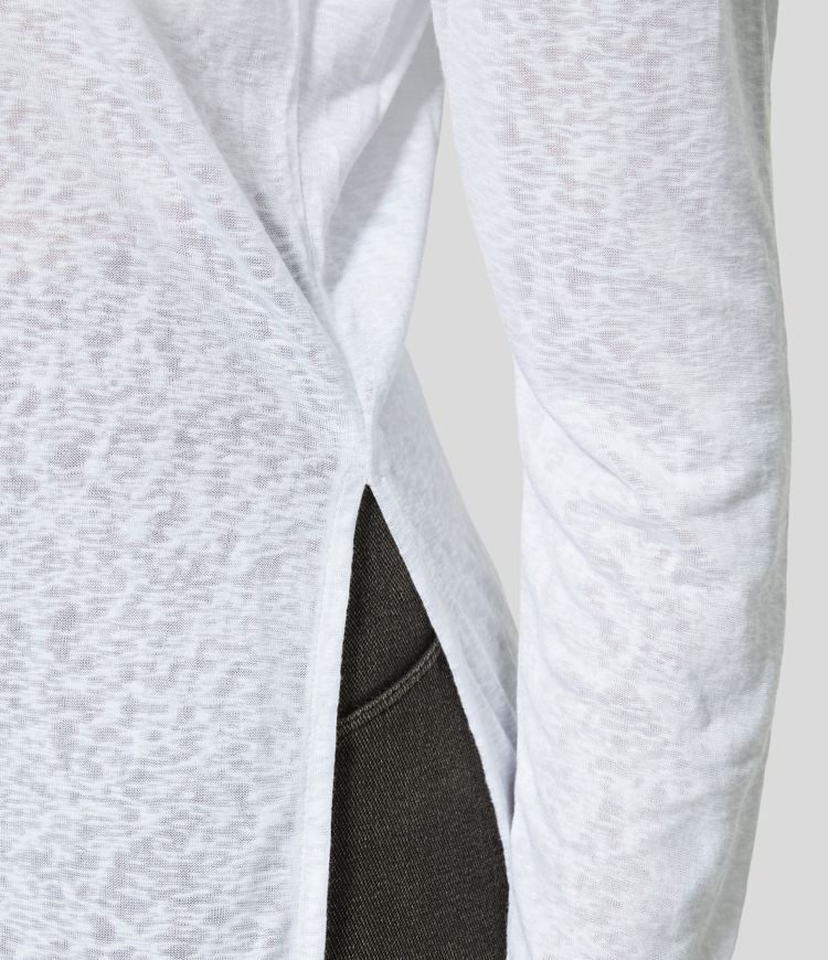 Women’s Round Neck Dropped Shoulder Split Hem Jacquard Yoga Sports Top ...