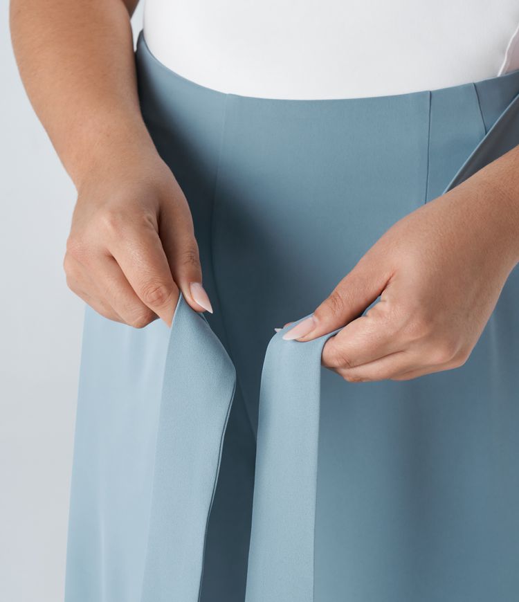 Women’s High Waisted Tie Side Invisible Zipper Wide Leg Work Plus Size ...