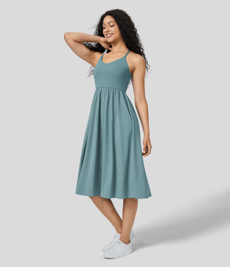 Women’s Breezeful™ Adjustable Strap Backless Pocket Flowy Midi Slip ...