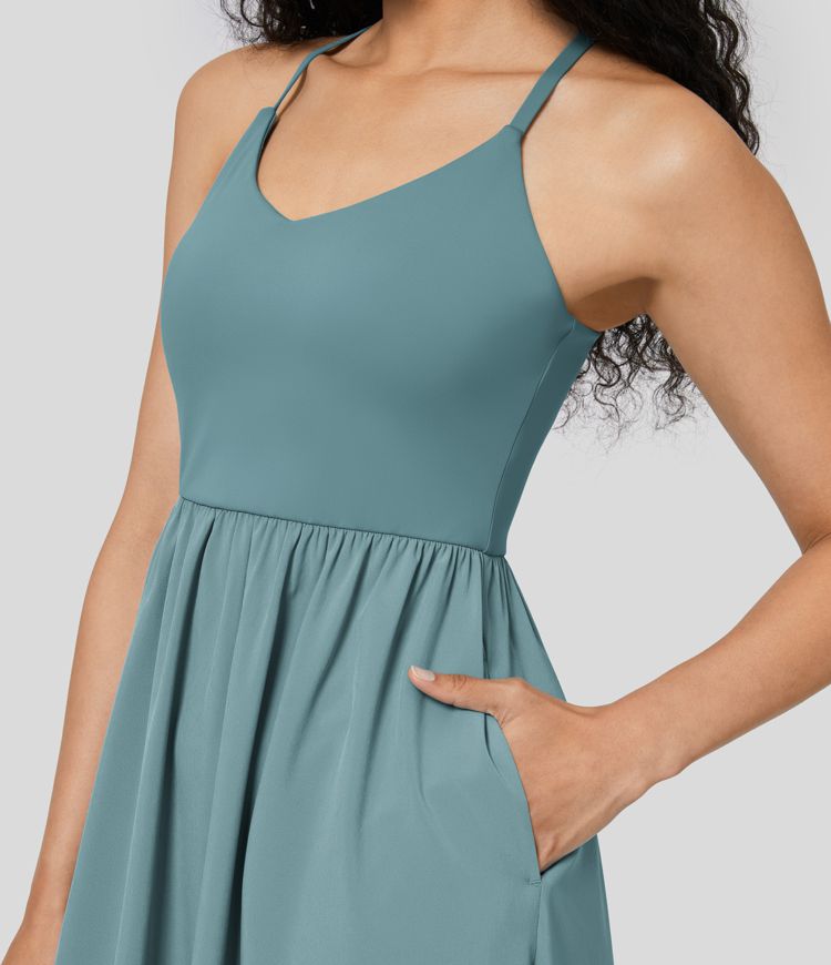 Women’s Breezeful™ Adjustable Strap Backless Pocket Flowy Midi Slip ...