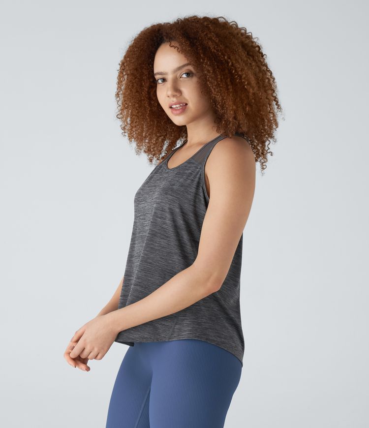 Women’s Backless Racerback Contrast Mesh Workout Tank Top - Halara