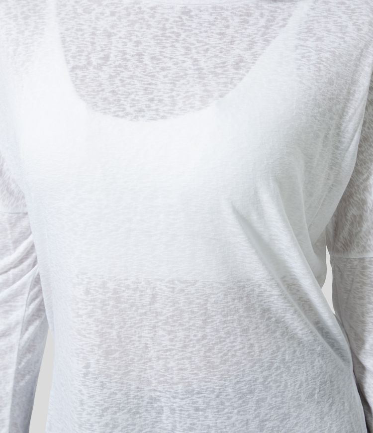 Women’s Round Neck Dropped Shoulder Split Hem Jacquard Yoga Sports Top ...