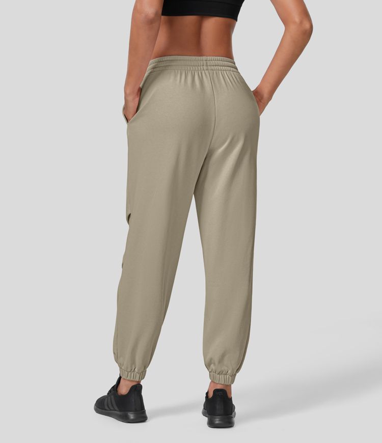 Women’s Low Rise Drawstring Side Pocket Ruched Lounge Cotton Joggers ...