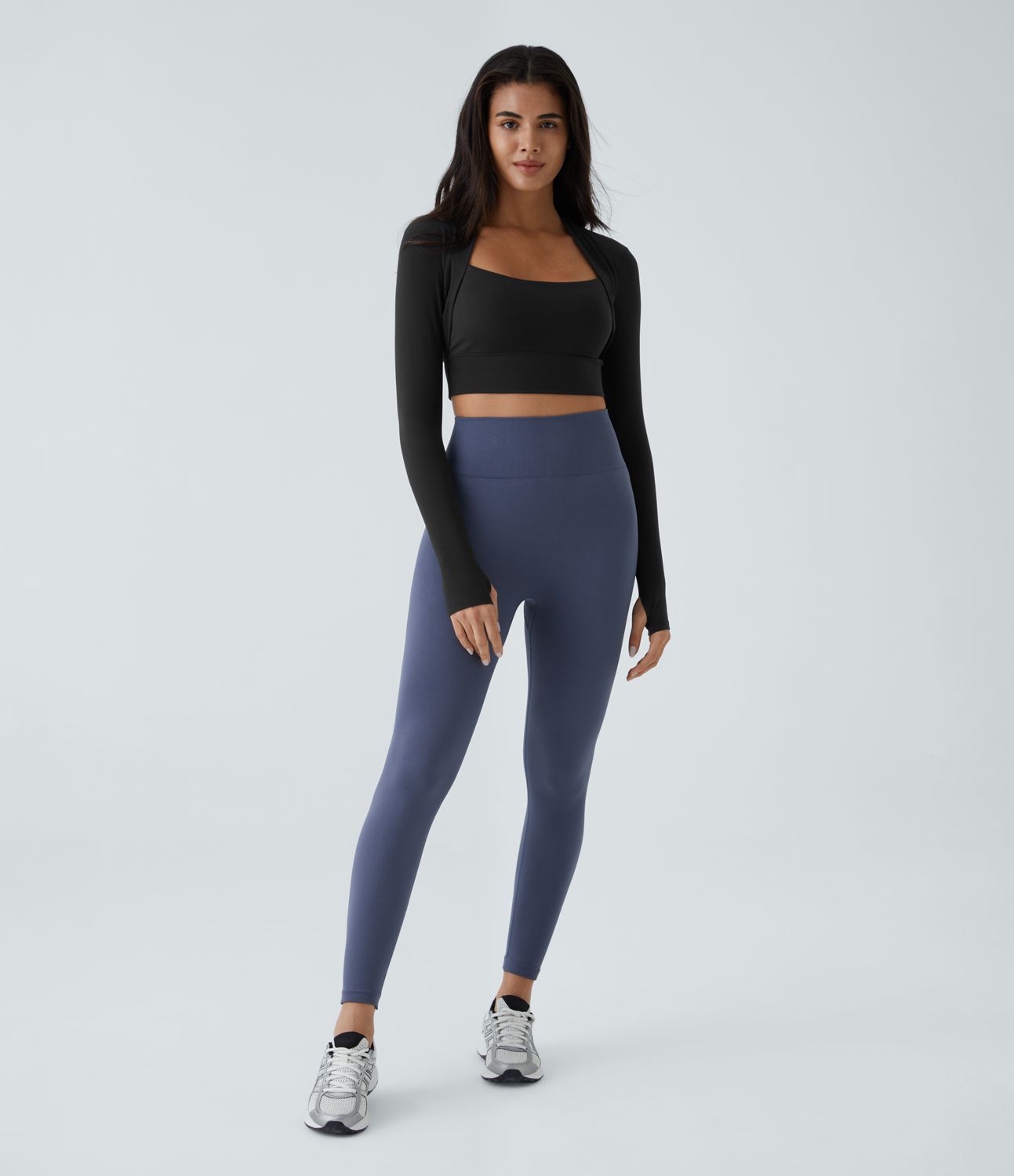 Womens Softlyzero™ Plush Long Sleeve Thumb Hole 2 In 1 Cropped Yoga