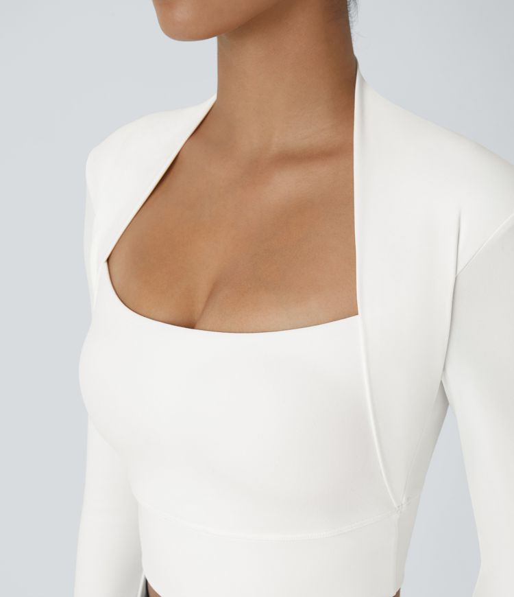 Womens Softlyzero™ Plush Long Sleeve Thumb Hole 2 In 1 Cropped Yoga