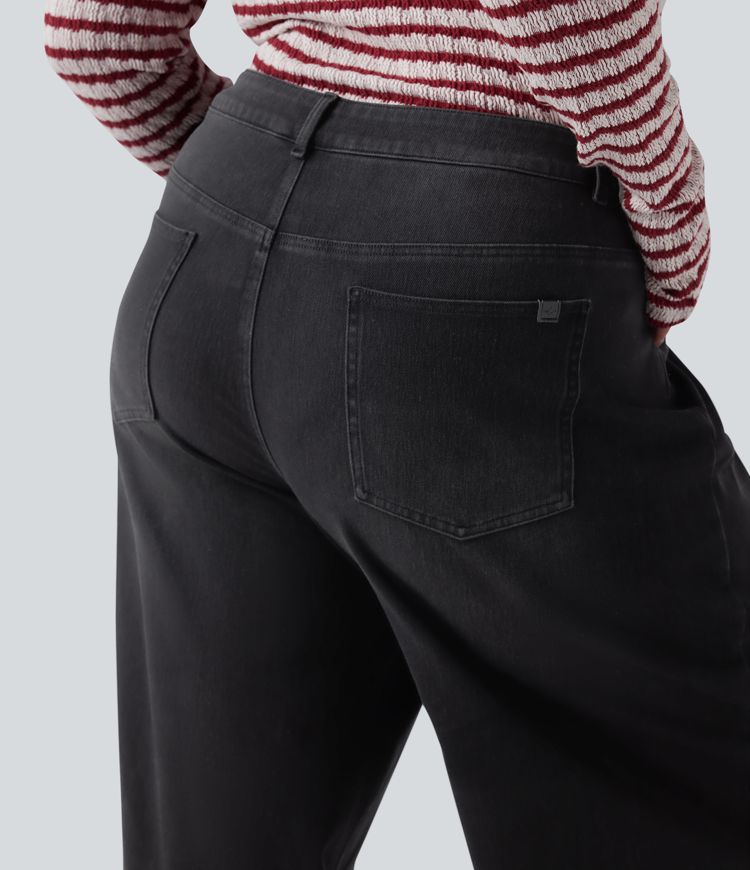 Women’s Plus Size Halara Flex™ Asymmetric Low Rise Wide Leg Washed ...