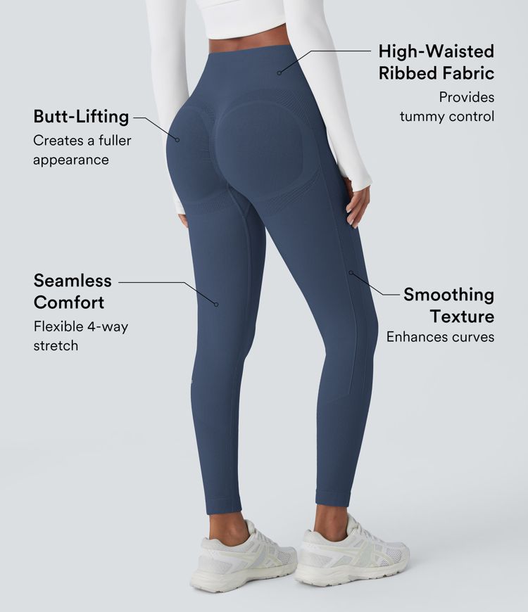 Women’s Seamless Flow High Waisted Tummy Control Butt Lifting Yoga Leggings - Halara