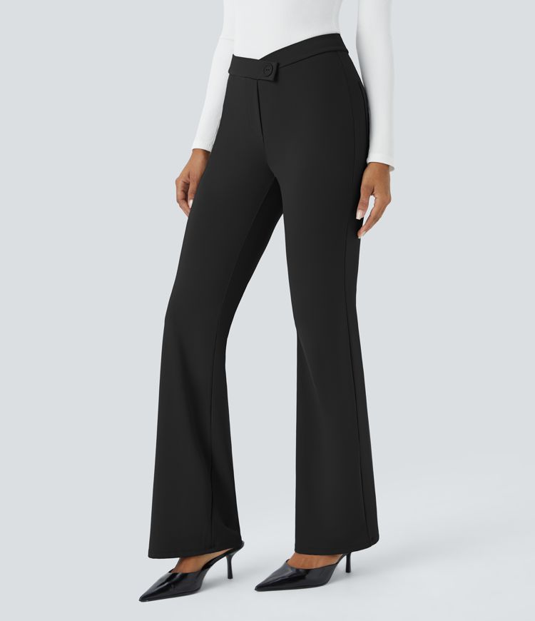 Women’s V Shaped High Waisted Decorative Button Back Pocket Slight ...
