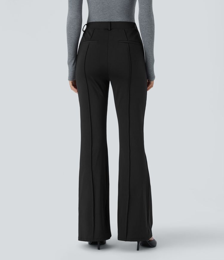 Women’s High Waisted Side Pocket Slight Flare Work Pants - Halara