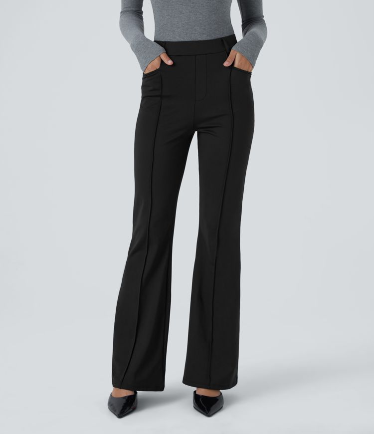 Women’s High Waisted Side Pocket Slight Flare Work Pants - Halara