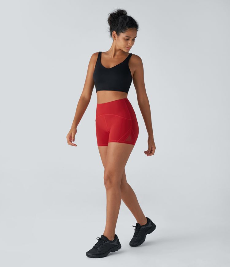 Women’s Halara UltraSculpt™ High Waisted Top-stitching Contrast Mesh ...